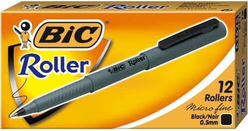 Amazon.com : BIC Roller, Extra Fine (0.5 mm), Black Ink, Dozen Box ...