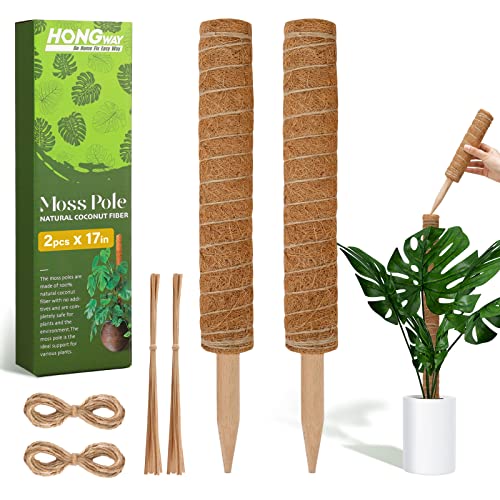 HongWay 29 Inch Moss Pole, 2 Pack 17” Coir Totem Poles for Plant ...