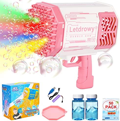 69 Hole Big Bubble Maker Machine with 20.28 OZ Bubble Solution - Rocket ...