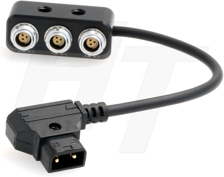 HangTon D-tap Male to 3 x Fischer RS 3 Pin Female Power Splitter Cable ...