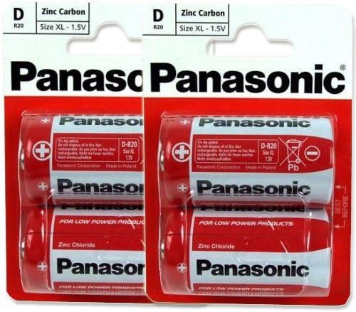 Panasonic D cell Zinc Carbon Single Use Batteries 4 Batteries (2×2 ...