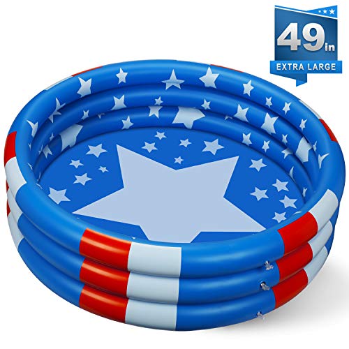 Inflatable Kiddie Pool, Extra Large Baby Pool Summer Cool Stars Kids ...