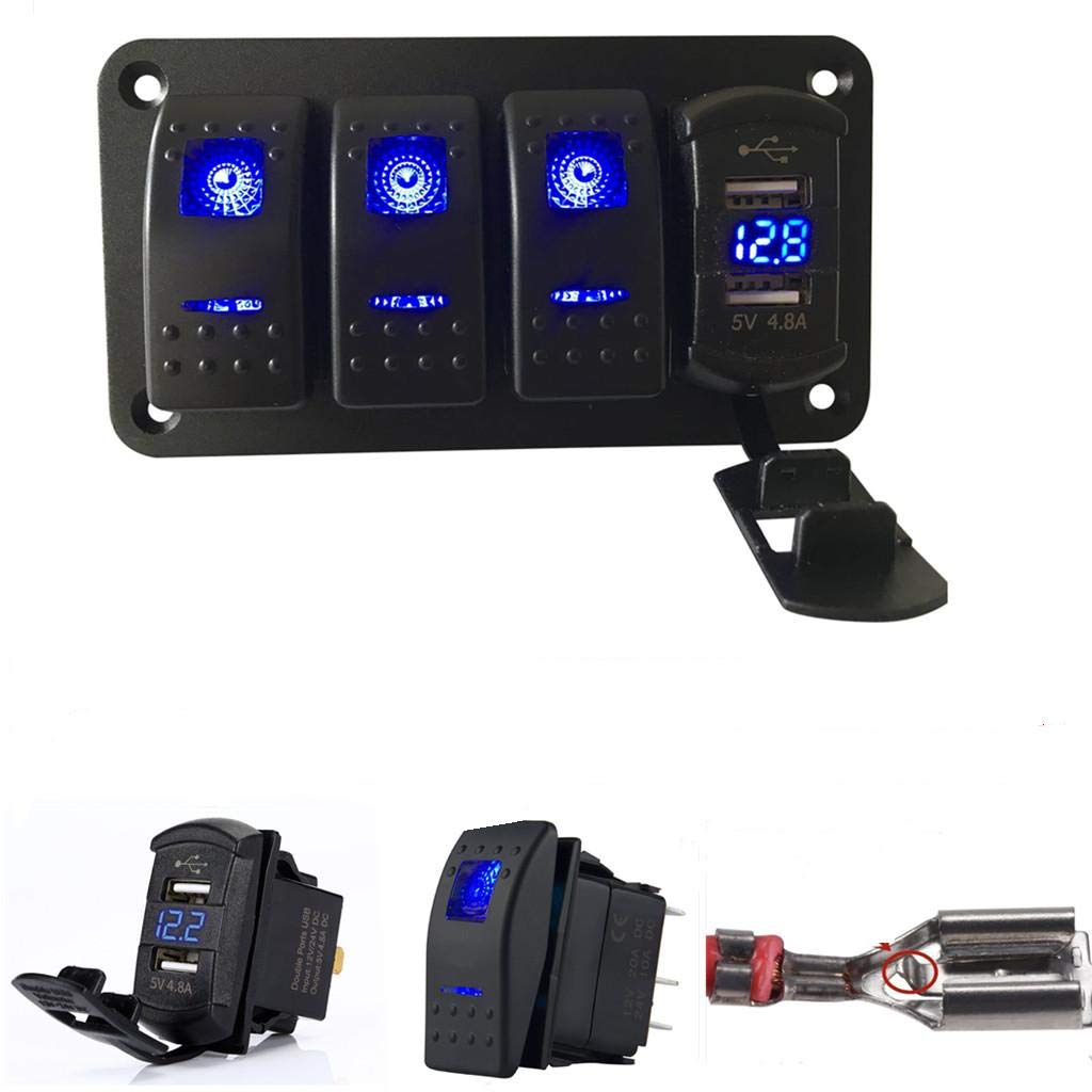 Switchtec 2 3 5 7 Gang Rocker Switch Panel With 4.8 Amps Dual USB ...