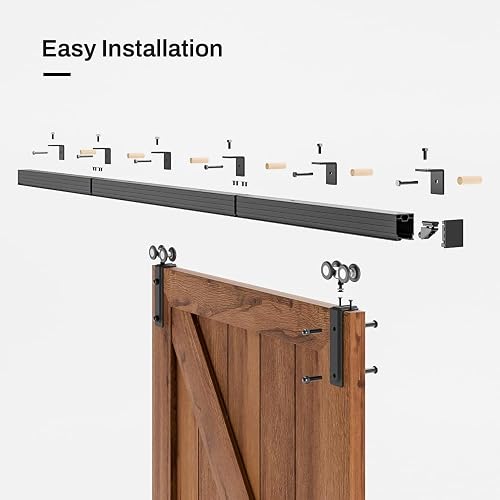 Box Rail Barn Door Hardware AONAYIOA 72"/6FT Box Rail Hardware Heavy