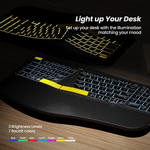 Nulea Wireless Ergonomic Keyboard Split Keyboard With Wrist Rest Usb C Charging 7 Color