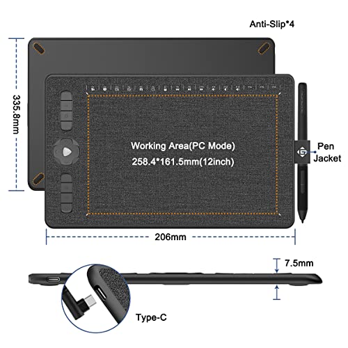 Digital Drawing Tablet GAOMON M1230 Graphics Tablet 12 Inch Drawing Pad ...