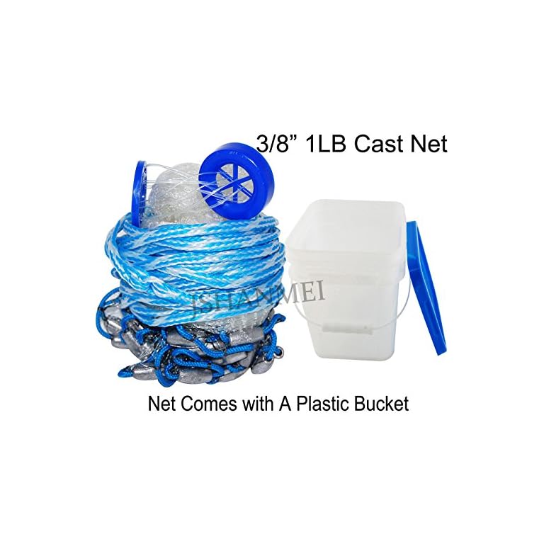 JSHANMEI Handmade American Saltwater Fishing Cast Net with Heavy Duty ...