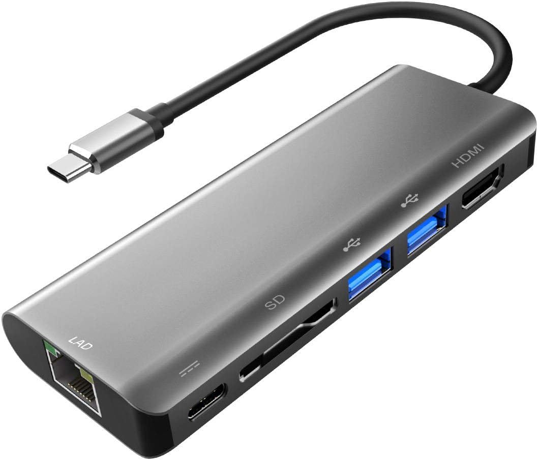 Concentrador USB-C, con 4K HDMI, 2 USB 3.0, Lector de Tarjetas SD, USB C Suministro de energía y ...