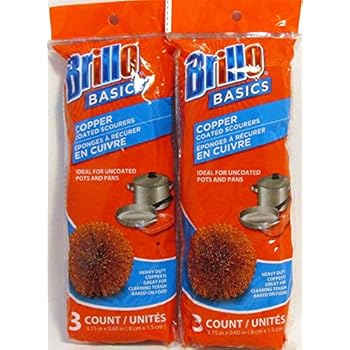Amazon.com: Brillo Basics Scourers Copper or Stainless Steel 6 Count (2 ...