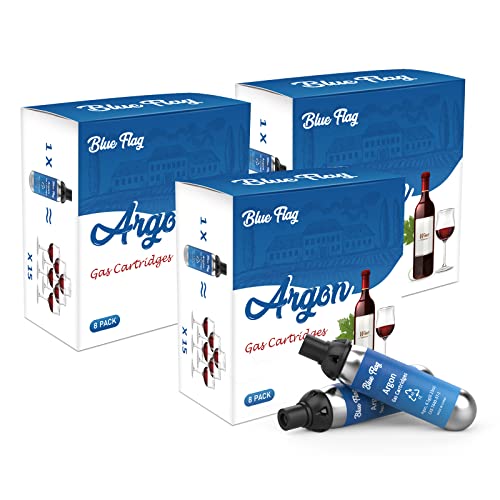 BLUE FLAG 24 Packs Argon Gas Cartridges Compatible with Coravi Wine ...