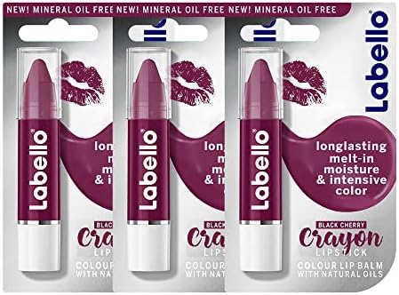 Labello Lipstick, Crayon Colour Lip Balm, Black Cherry, 3x3g, 3 price ...