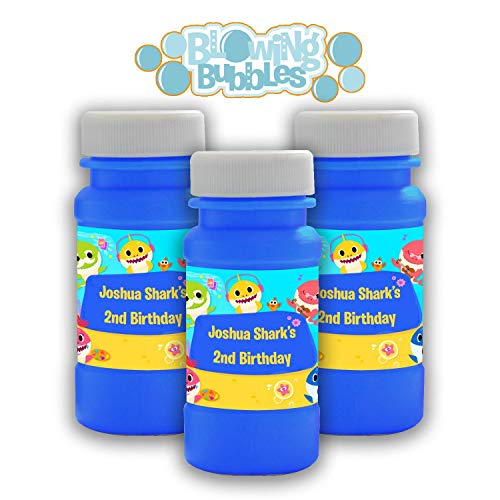 12 Personalized Baby Shark Blowing Bubble Labels Baby Shark Party ...
