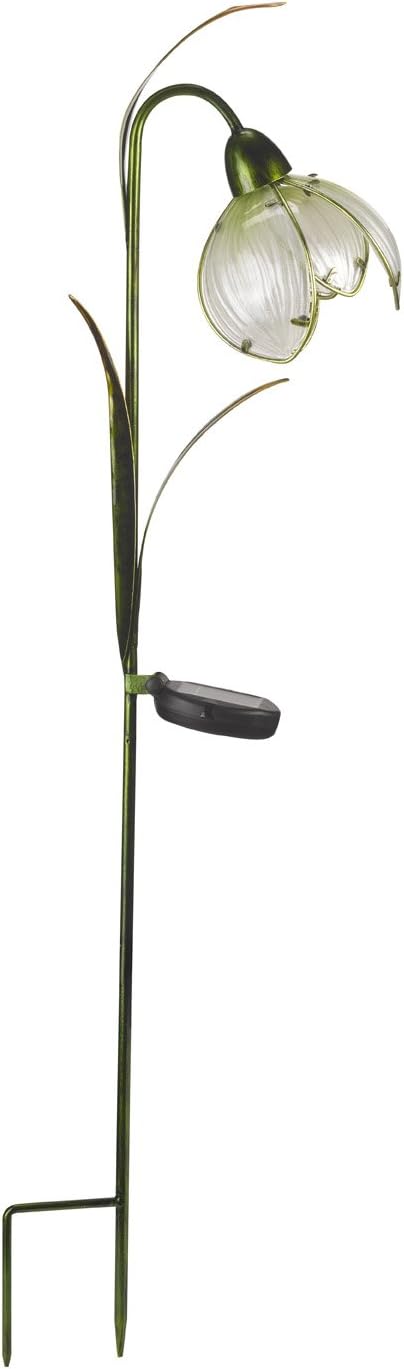 Solar Powered LED Snowdrop Light Hand Painted Glass Flower Garden ...