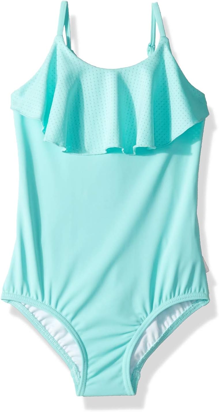 Seafolly Girls' Ruffle Tank One Piece Swimsuit, Sweet Summer Emerald ...