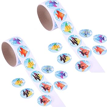 Amazon.com: Fish004-6 Sheets Small Fish Stickers Self-adhesive Glitter ...