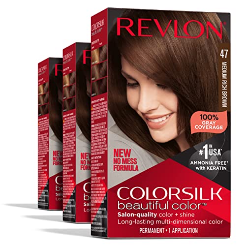 Revlon Permanent Hair Color, Permanent Brown Hair Dye, Colorsilk with ...