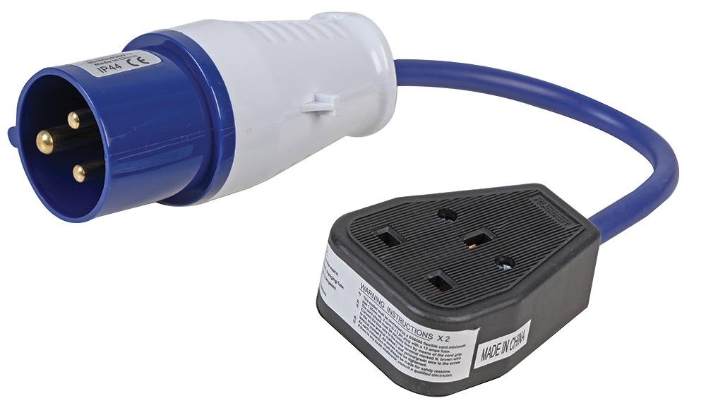 16A Socket or Plug to 13A Mains Socket or Plug Fly Lead Converter ...