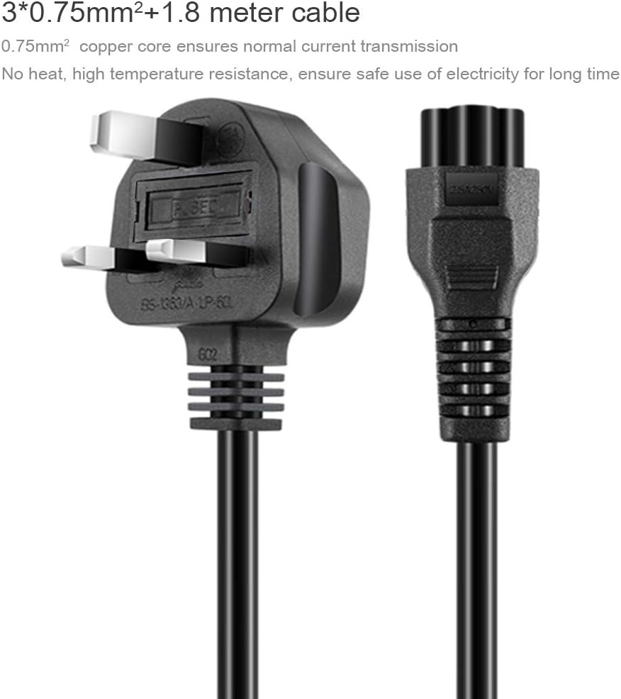 DTK High Performance IEC 320 C5 CloverLeaf UK AC Mains Power Cable Lead ...