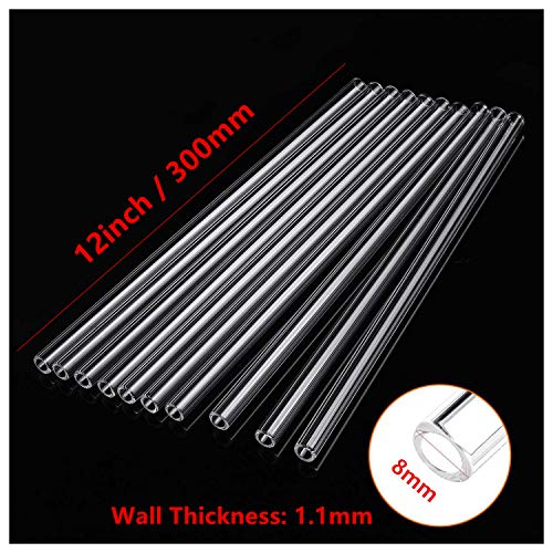 MYOYAY 12 Pack Glass Tubes 12 Inch Long, Out Diameter 8mm, 1.1mm Thick ...