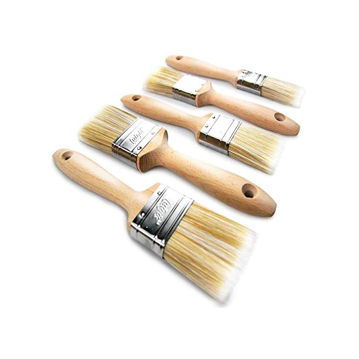 Buy Luigi's Wooden Paint Brush Set | 5 x Synthetic Paint Brushes for ...