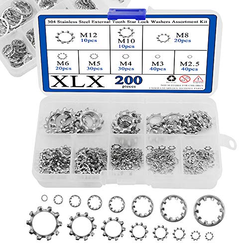 XLX 400PCS 8 Size 304 Stainless Steel External Internal Tooth Star Lock ...