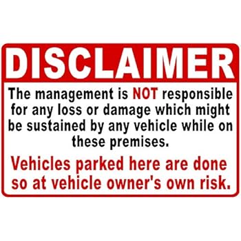 Amazon.com: Disclaimer Management Not Responsible for theft or damage ...