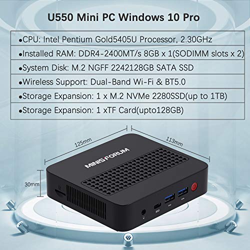 Mini PC Intel Pentium Gold 5405U Processor(2.30 GHz) Expandable RAM 8GB ...
