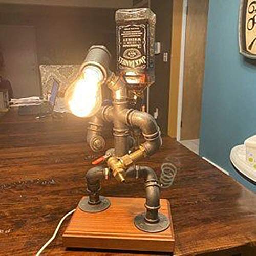 Steampunk Industrial Lamp,Antique Iron Robot Metal Pipe Desk Table Lamp ...