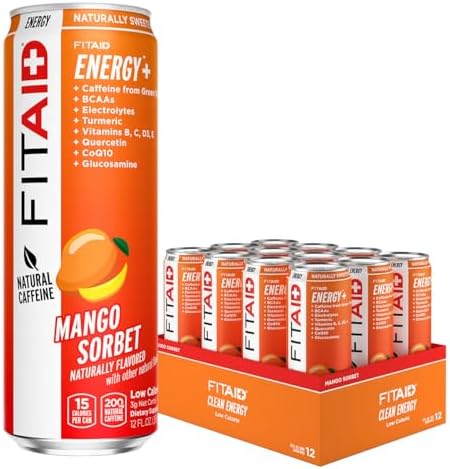 FITAID ENERGY, 200mg Natural Caffeine, Keto, Mango Sorbet, Optimum ...