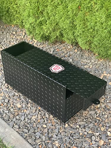 27" RV Battery Lock Box - Aluminum Diamond Plate- Gloss Black on ...