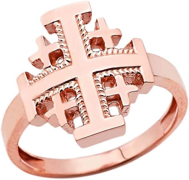 Amazon.com: Fine Solid 10k Gold Jerusalem Cross Ring: Jewelry