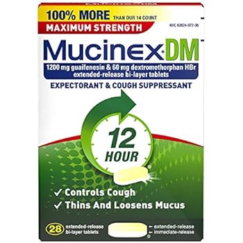 Amazon.com: Mucinex DM Maximum Strength 12-Hour Expectorant and Cough ...