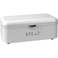 Amazon.com: Home Basics Bread Box For Kitchen Countertop, Metal, (White ...