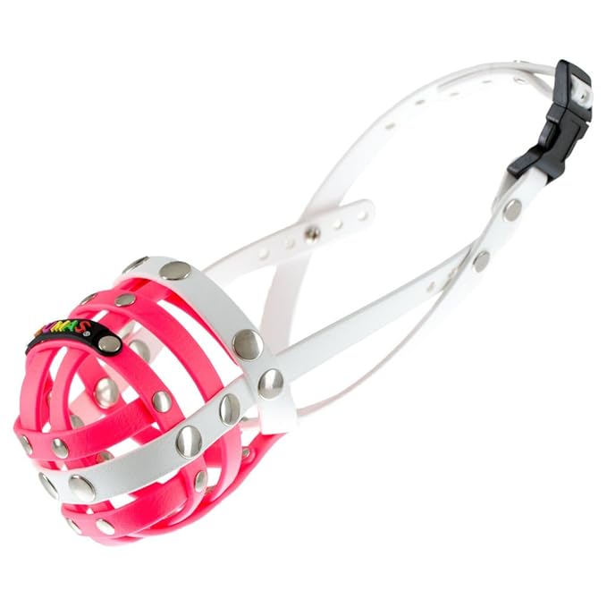 BUMAS® BioThane® dog muzzle in Size 4, pink/white: Amazon.co.uk: Pet ...