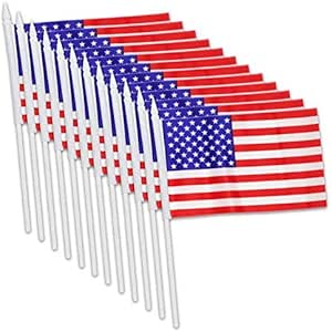 Amazon.com : 12x Mini American U.S. US Flag on Plastic Sticks, 5 X 8 ...