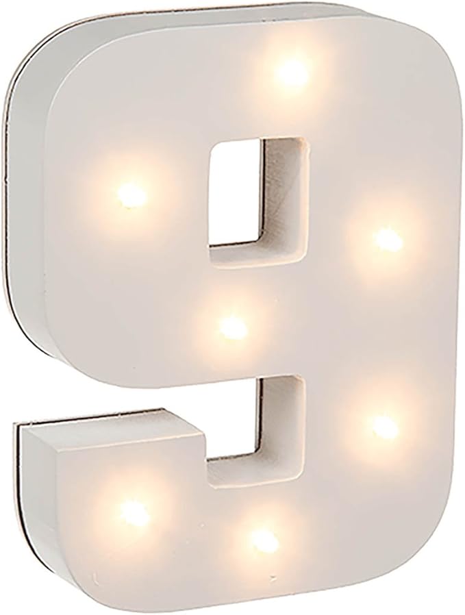 OOTB Illuminated Number 9 Light with 7 LED, Wood, White: Amazon.co.uk ...