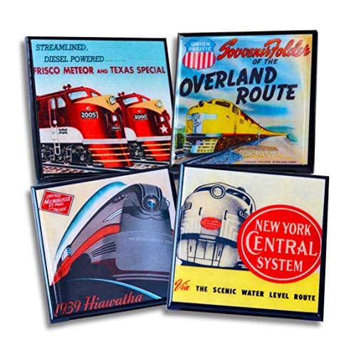 Amazon.com: Vintage Railroad Train Wood Coasters (Set of Four ...