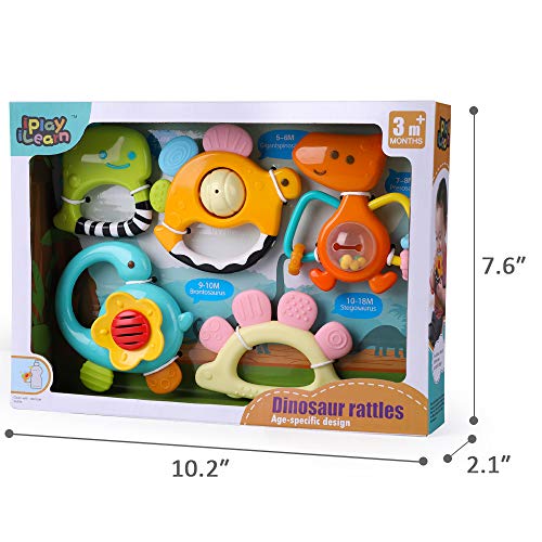 iPlay, iLearn 5 Dinosaur Baby Rattles, Teether, Shaker, Grab and Spin ...