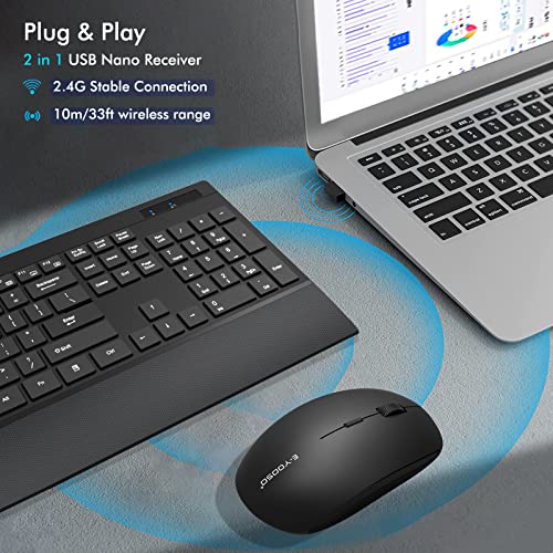 Wireless Keyboard And Mouse Combo E Yooso Full Sized 2 4ghz Wireless Keyboard With Palm Rest