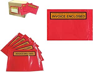 A6 RED Adhesive Invoice Enclosed Sticker Doculope Document Pouch 115mm ...