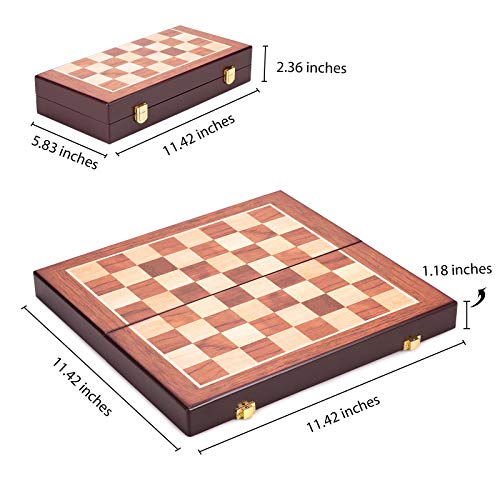 Exforces Wooden Chess Set for Kids and Adults, Travel Foldable Portable ...