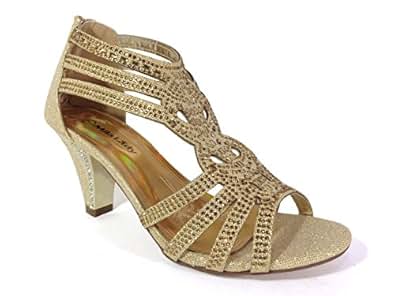 Amazon.com | Enzo Romeo Kinmi25N Womens Open Toe Mid Heel Wedding ...