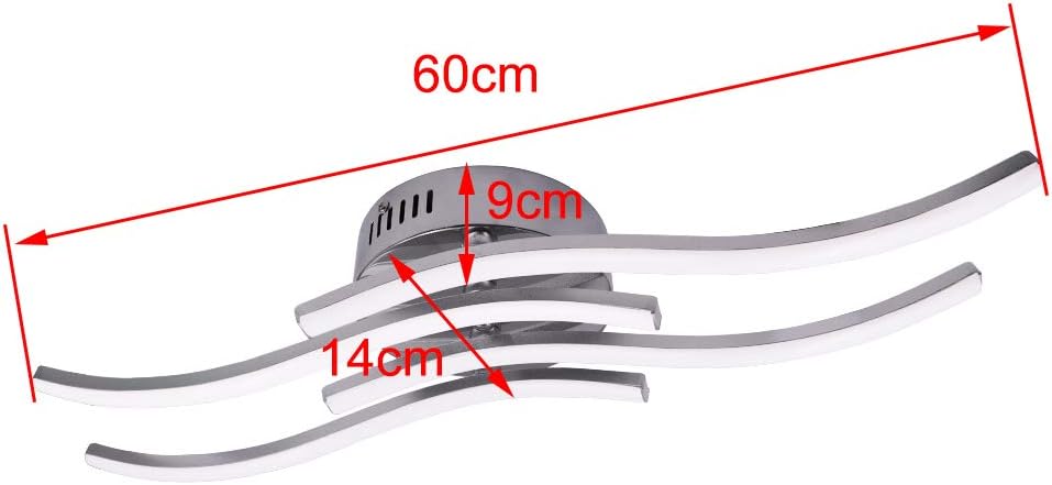 Osairous LED Ceiling Light, Curved Ceiling Lights Modern Acrylic ...