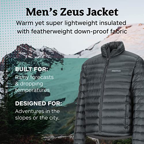 Marmot Men’s Zeus Jacket | Down-Insulated, Water Resistant, Lightweight, Slate Grey, Medium ...