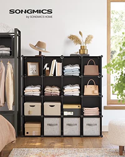 SONGMICS Cube Storage Organizer, Set of 16 Plastic Cubes, Book Shelf ...