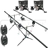 Deluxe Full Carp fishing Set Up With Rods, Reels, Alarms, 42" Net ...