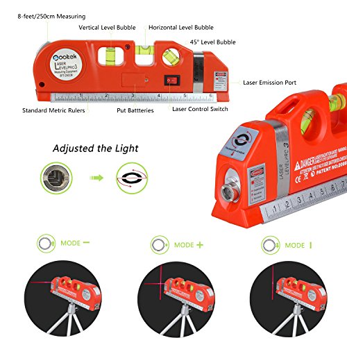 Купить Qooltek Multipurpose Laser Level Line Laser Measure + 8ft Tape ...