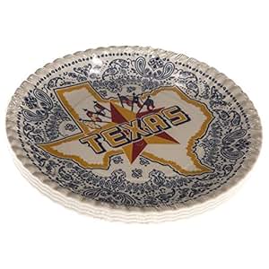 Amazon.com | Set of 4 Texas-Themed "Faux Paper" Melamine Plates 9": Plates
