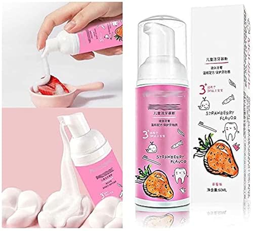 60ML Kids Foam Toothpaste,Fluoride Free Natural Formula with Strawberry ...