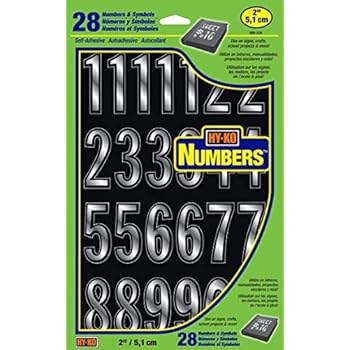 White Vinyl Numbers Stickers - 6 Inch Self Adhesive - 2 Sets - Premium ...